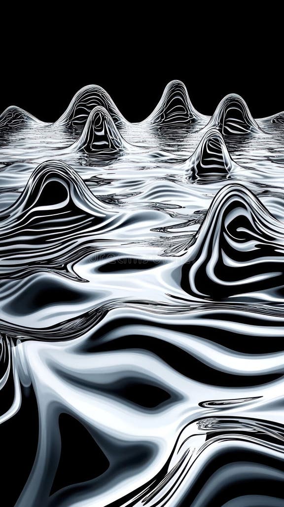 Abstract Representation of Fluid Dynamics with Rippling Waves and Peaks ...