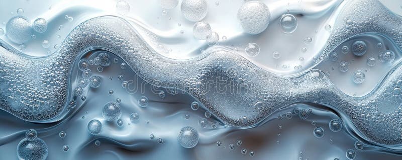 Abstract Fluid White and Blue Waves with Transparent Bubbles Texture ...