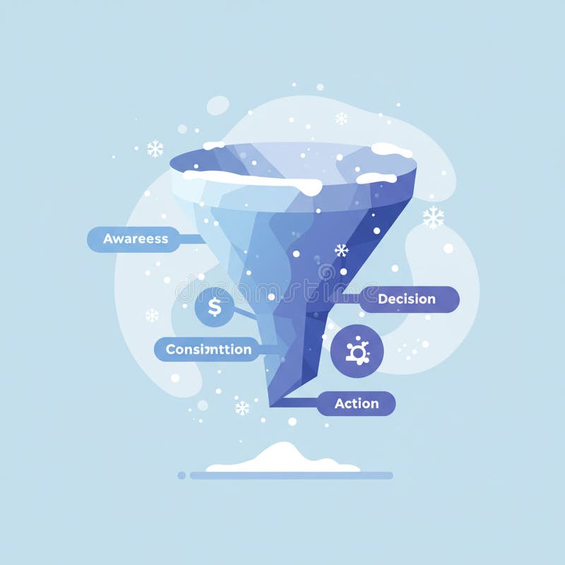 An Abstract Representation of a Funnel is Depicted, Divided into Stages ...