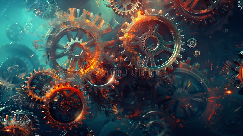 Abstract Representation of Gears Turning Stock Illustration ...