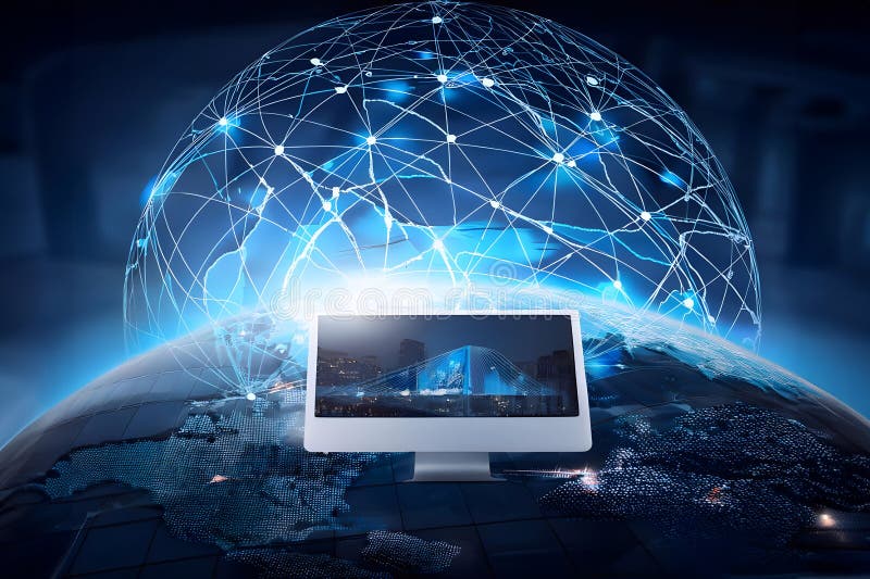 Image is Generated Using AI. Global Digital Network Connection. Stock ...