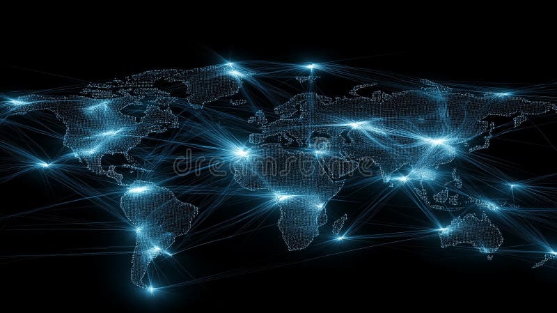 Abstract Representation of a Global Market Network, with Illuminated ...