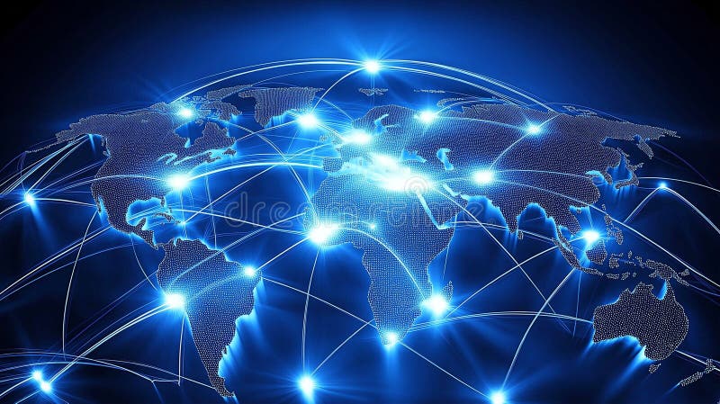 Abstract Representation of a Global Market Network, with Illuminated ...