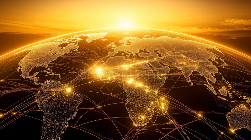 Abstract Representation of a Global Market Network, with Illuminated ...