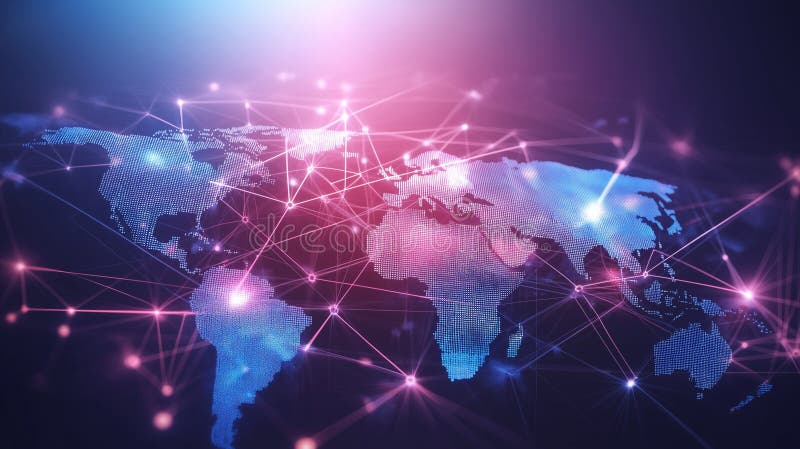 Abstract Representation of a Global Market Network, with Illuminated ...