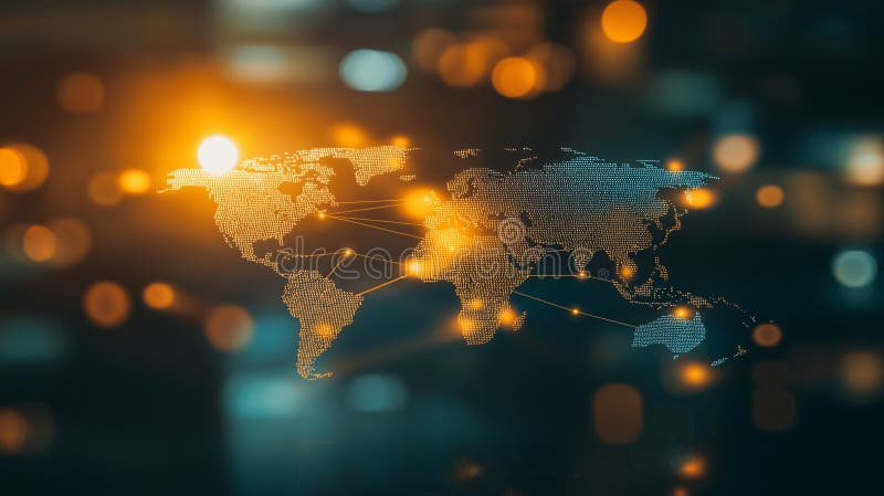 Abstract Representation of a Global Market Network, with Illuminated ...