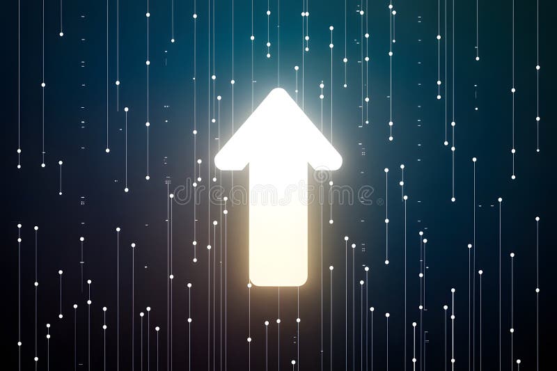 Abstract Representation with Glowing Arrow Pointing Upwards on Deep ...