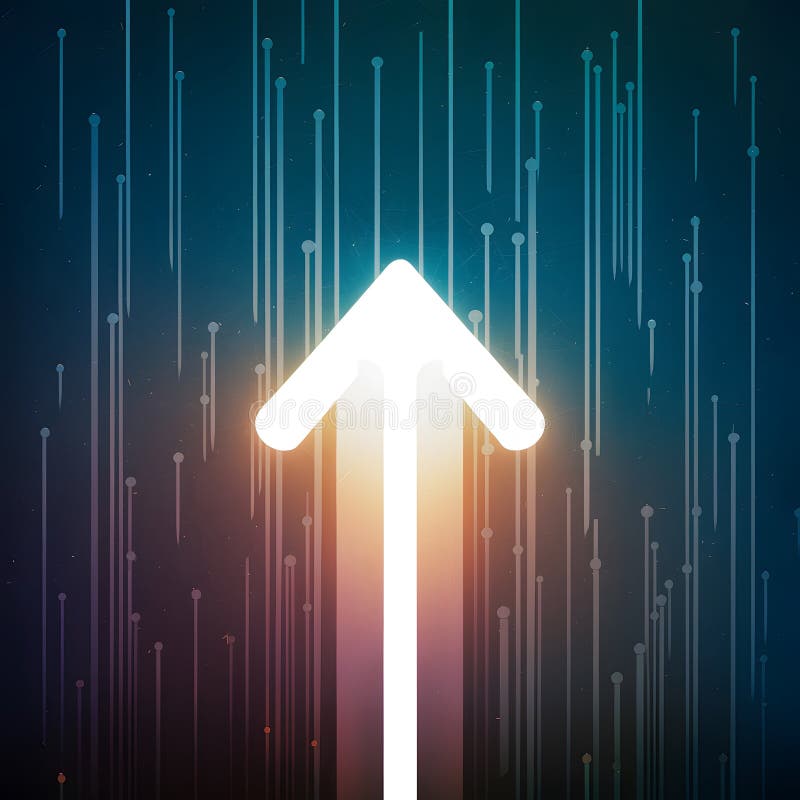 Abstract Representation with Glowing Arrow Pointing Upwards on Deep ...