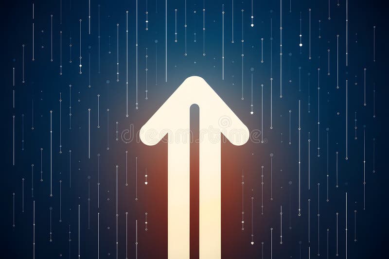 Abstract Representation with Glowing Arrow Pointing Upwards on Deep ...