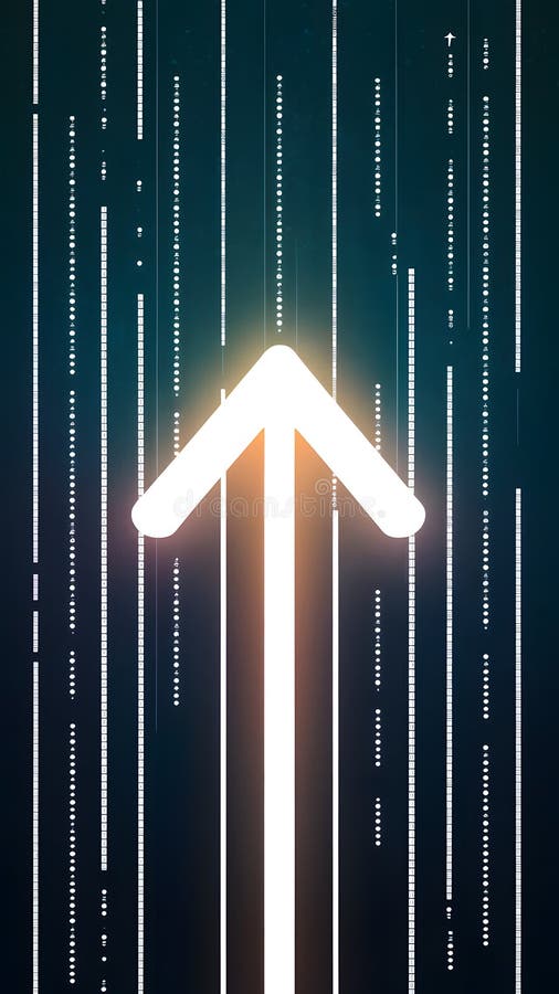Abstract Representation with Glowing Arrow Pointing Upwards on Deep ...