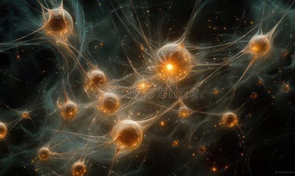 Abstract Representation of Glowing Neurons Interconnected in a Cosmic ...