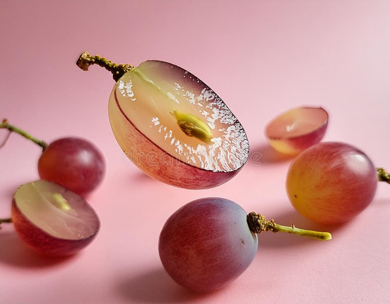 Abstract Representation of Grape Pieces Cut and Floating Freely ...