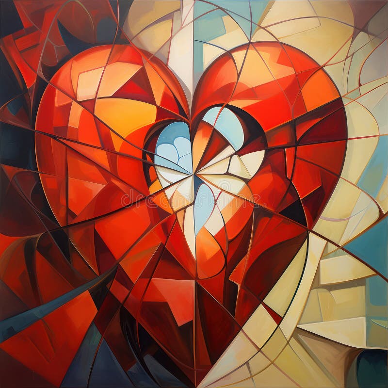 Geometric Love in Abstract Heart Form. AI Generation Stock Photo ...