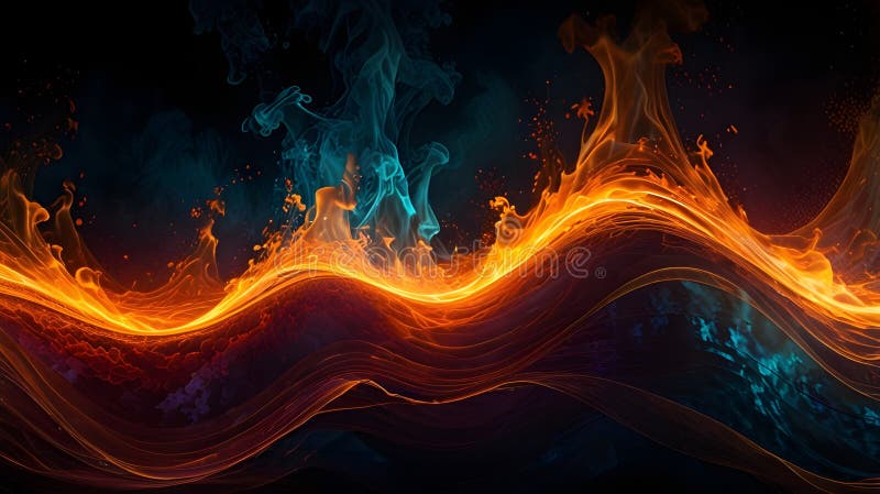 An Abstract Representation of Heat with Fire-like Waves and Glowing ...
