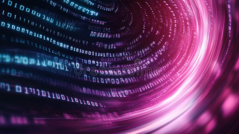Abstract Representation Of High Speed Data Transmission Binary Code Flowing Through A Digital