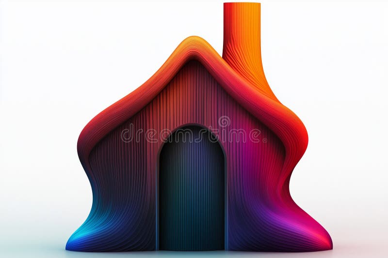 Colorful Abstract House Design with Flowing Lines and Vibrant Gradients ...