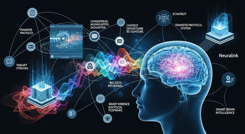 Abstract Representation of Human Brain Connected To Data and Technology ...