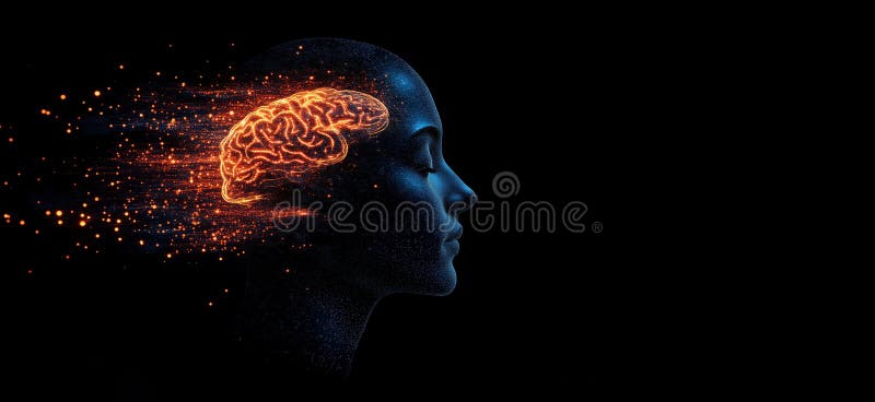 Abstract Representation of Human Brain with Glowing Neural Connections ...