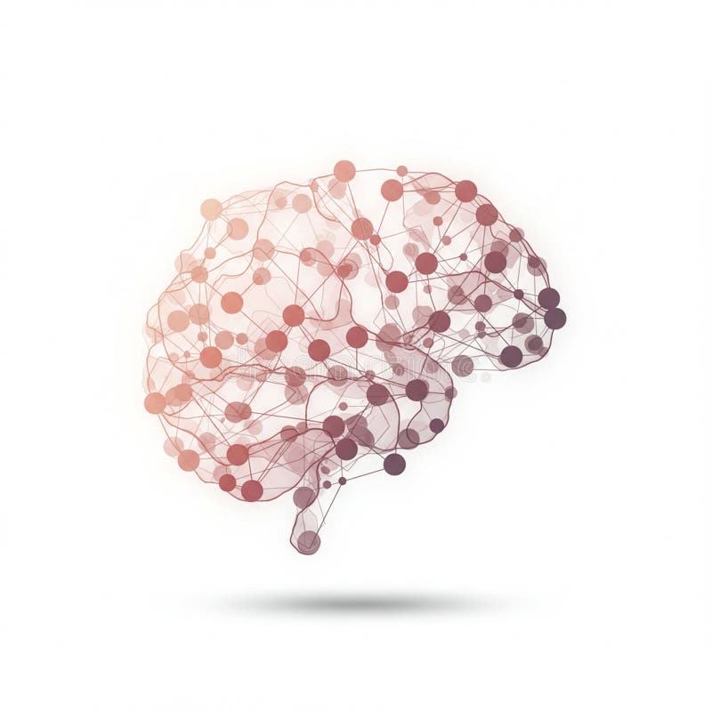 Abstract Representation of a Human Brain Using Interconnected Nodes and Lines. the Stock ...