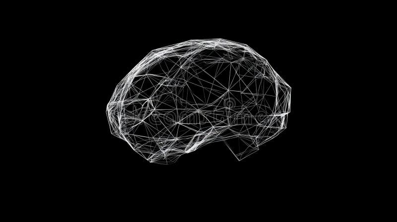 Abstract Representation of a Human Brain in Wireframe Design Stock ...