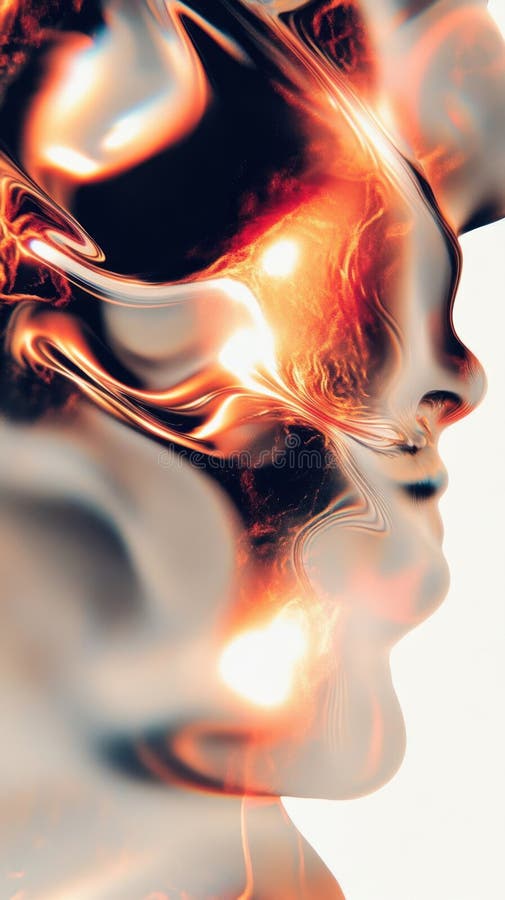 An Abstract Representation of a Human Face, Blending Organic and Fluid ...