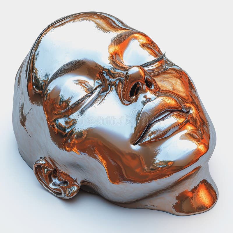 Abstract Representation of a Human Face in Shiny Metallic Form ...