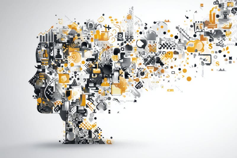 Abstract Representation of Human Head Filled with Strategy Icons ...