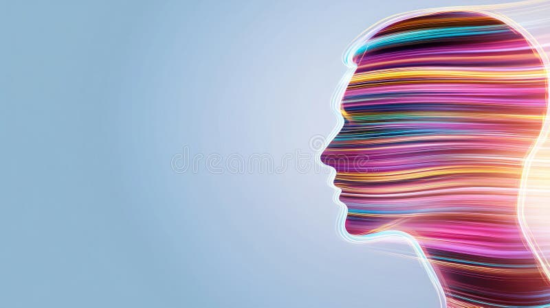 Abstract Representation of Human Silhouette with Colorful Lines Stock ...