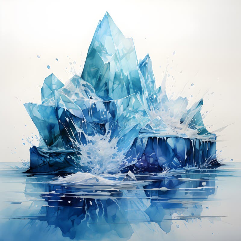 Abstract Representation of Iceberg Gradually Dissolving into Water ...
