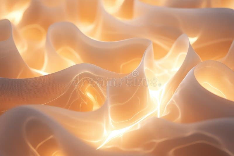 Abstract Representation of Illuminated Organic Forms in Soft, Flowing ...