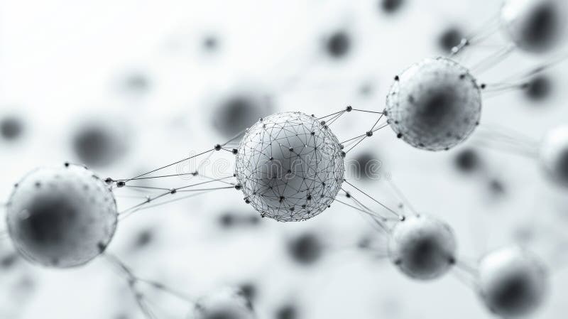 Abstract Representation of Interconnected Atoms or Molecules Floating ...