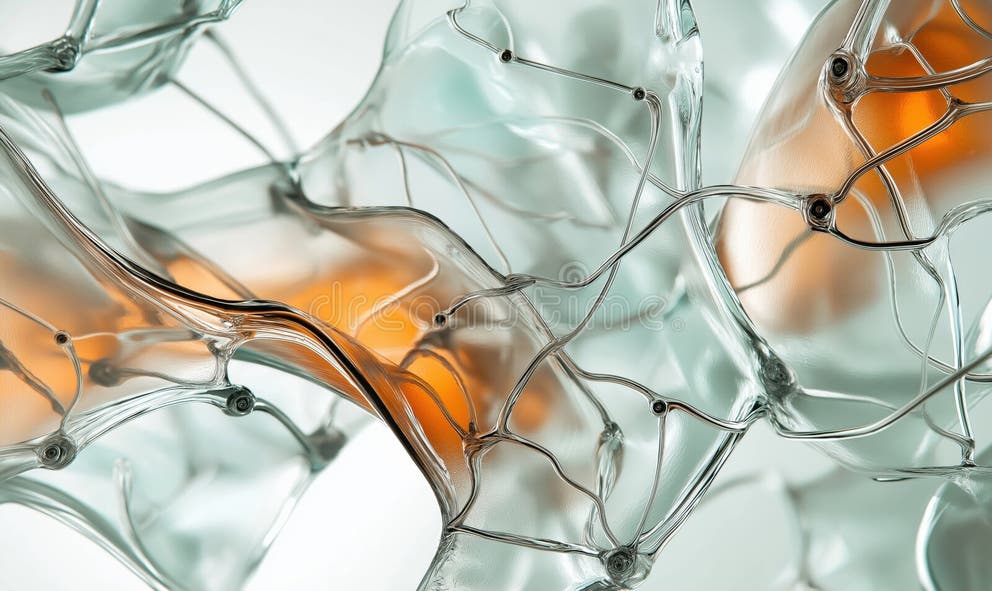 Abstract Representation of Interconnected Cells with Orange Highlights ...