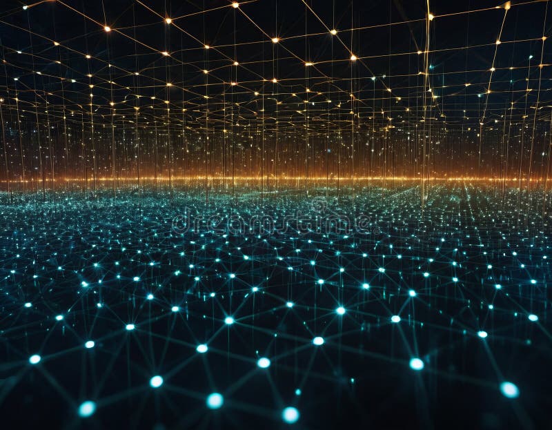 Abstract Representation Of Interconnected Data Nodes Digital Matrix Binary Code Transmission 2829