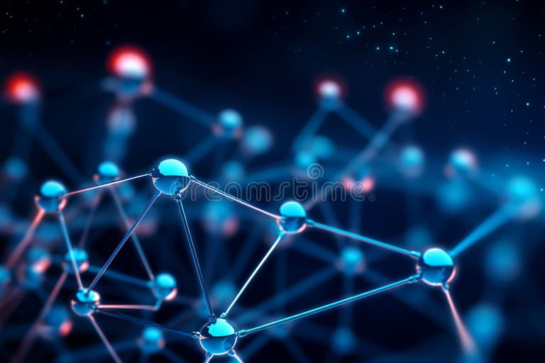 Abstract Representation of Interconnected Data Nodes, Digital Matrix, Binary Code Transmission ...