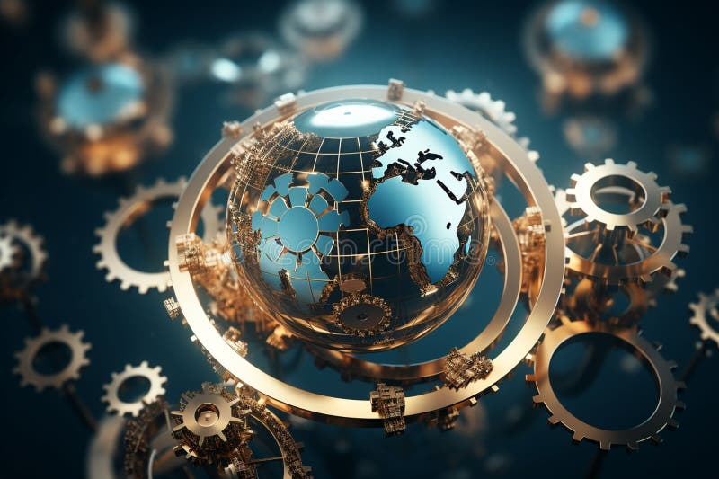 Abstract Representation of Interconnected Gears Stock Illustration ...