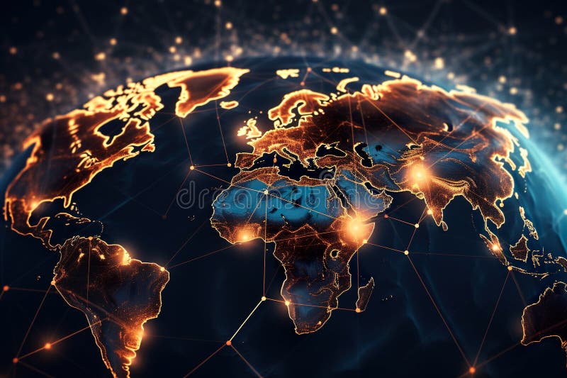 Abstract Representation of Interconnected Global Network Nodes. Stock ...