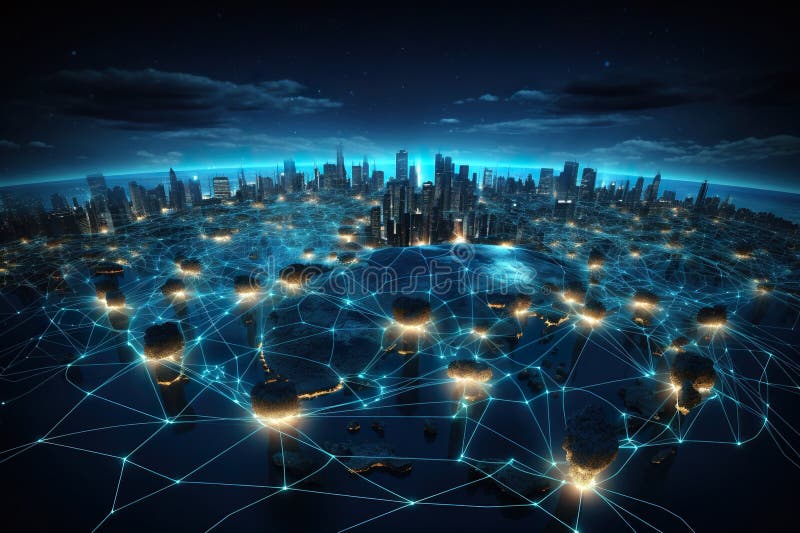 Abstract Representation of Interconnected Global Network Nodes. Stock ...