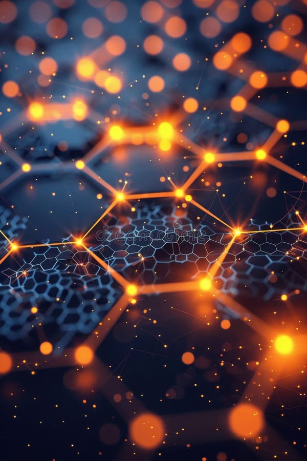 Abstract Representation of Interconnected Hexagons with Glowing ...