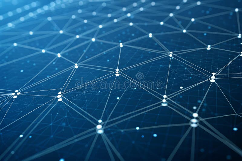 Abstract Technology Network Lines on Dark Blue Stock Illustration ...