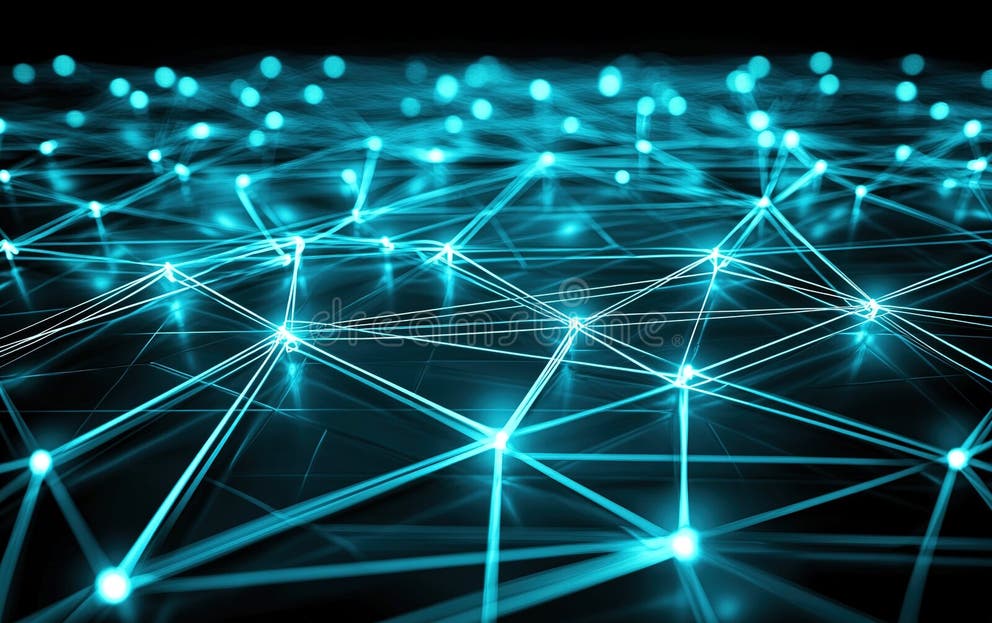 Abstract Representation of Interconnected Networks Featuring Glowing ...