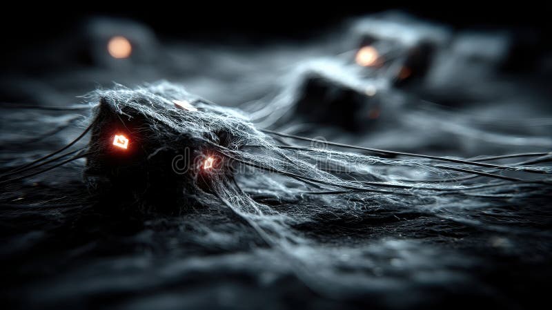 Abstract Representation of Interconnected Nodes and Fibers in a Dark ...