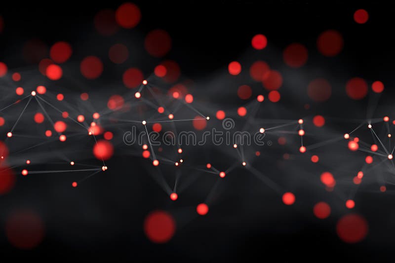 Abstract Representation of Interconnected Red and White Dots on a Dark ...