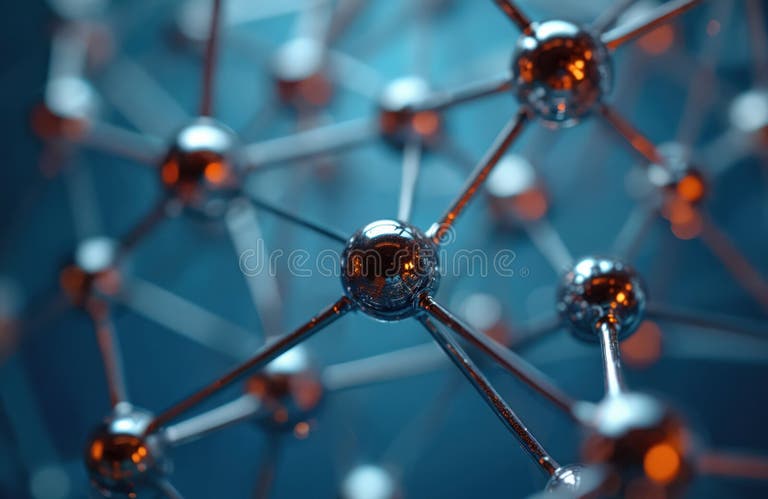 Abstract Representation of Interconnected Spheres, Lines. Concept of ...