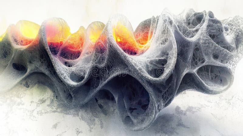 Abstract Representation of Interconnected Structures with Glowing ...