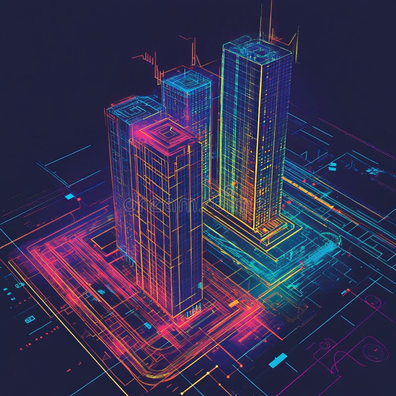 Abstract Representation of IoT in Smart Building Designs Stock ...