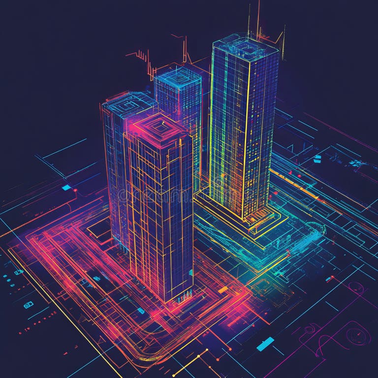 Abstract Representation of IoT in Smart Building Designs Stock ...