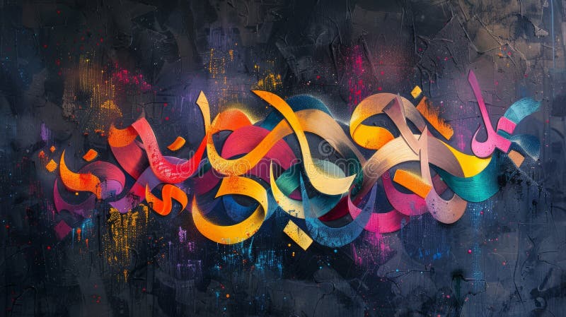 Abstract Representation of Islamic Calligraphy in Vibrant Colors ...