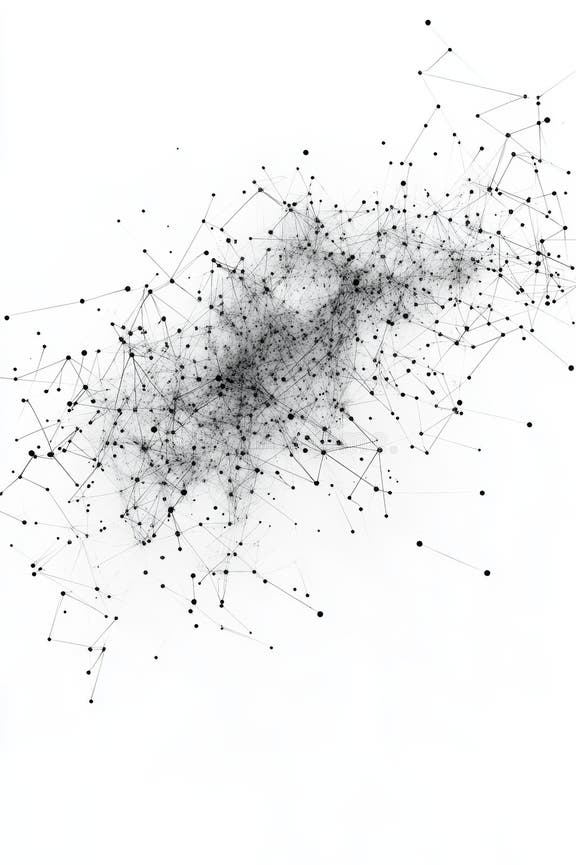 Abstract Representation of Isolated Dots Connected by Lines on a White ...