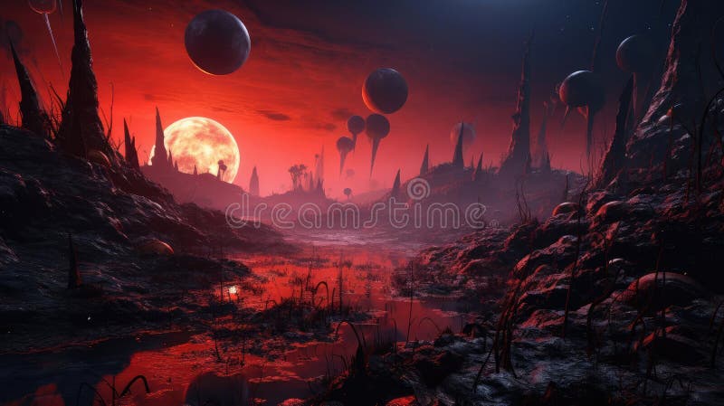 Life on Another Planet stock illustration. Illustration of astronaut ...