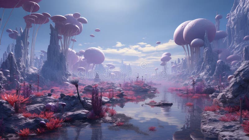 Life on Another Planet stock illustration. Illustration of cartoon ...